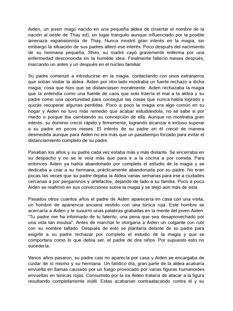 Trasfondo Aiden (Amdir) | PDF