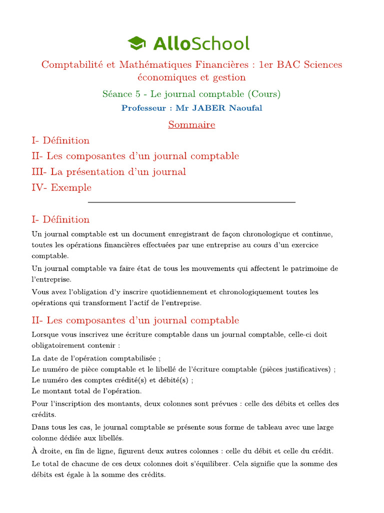 seance-5-le-journal-comptable-cours | PDF