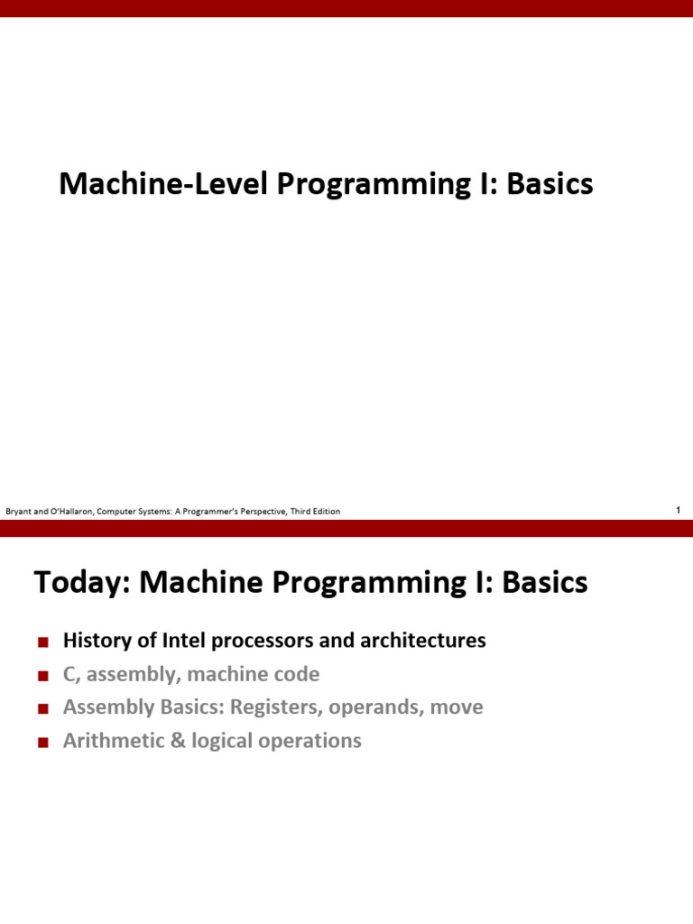 Machine-Level Programming Basics | PDF | Central Processing Unit | Intel