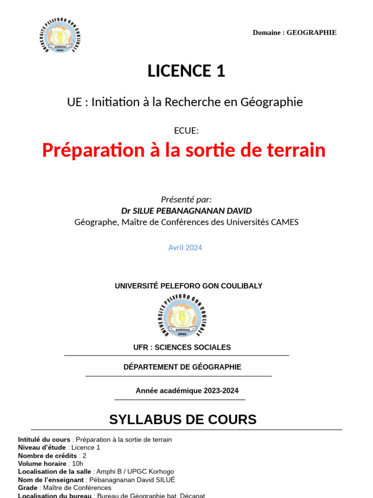 Préparation à la Sortie de Terrain en Géo | PDF | Pédagogie | Géographie