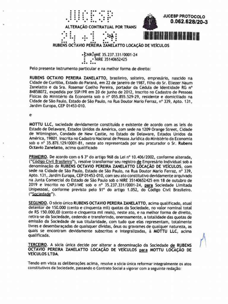 Mottu - Contrato Social | PDF