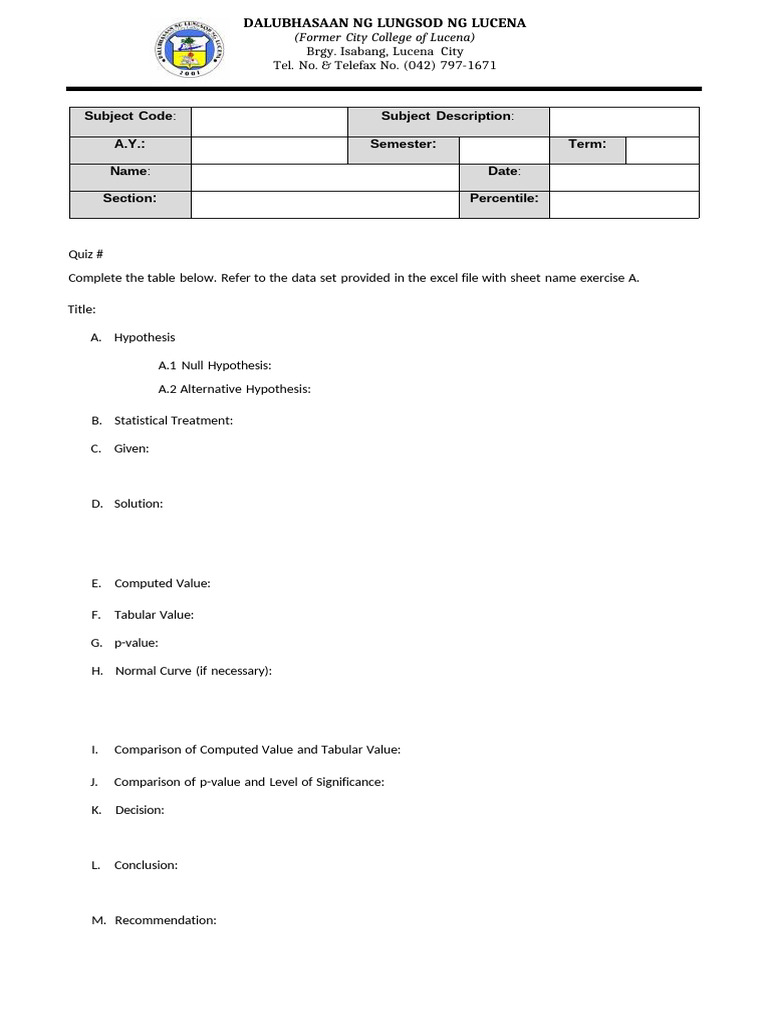 Quiz Format | PDF