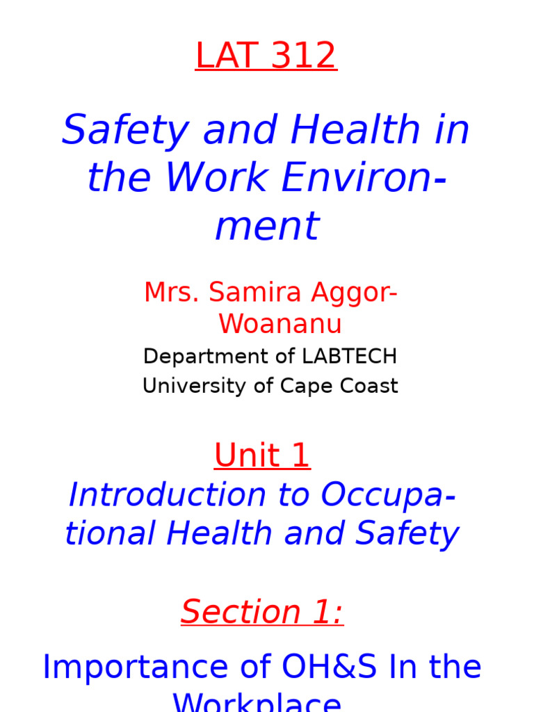 Unit 1 - Introduction to OHS 2020 | PDF | Occupational Safety And ...