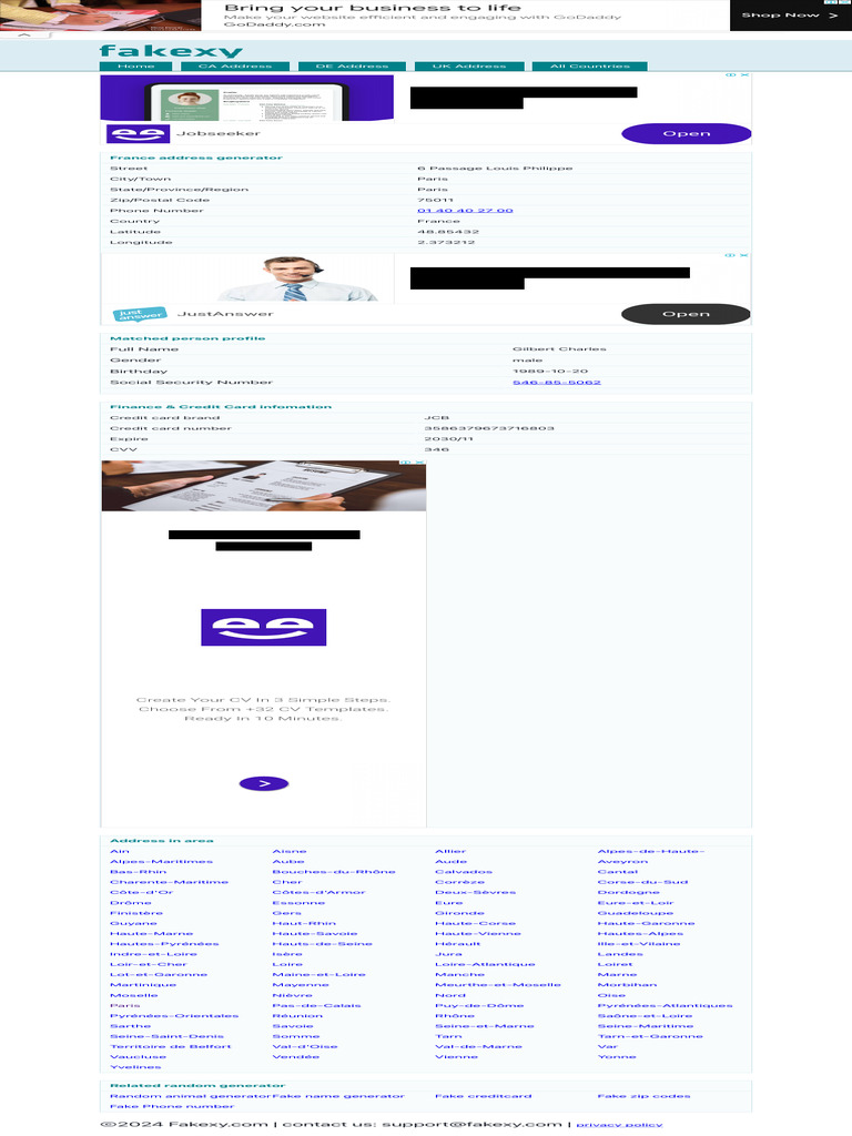 France Fake Address Generator in Paris - Random Address Generator ...