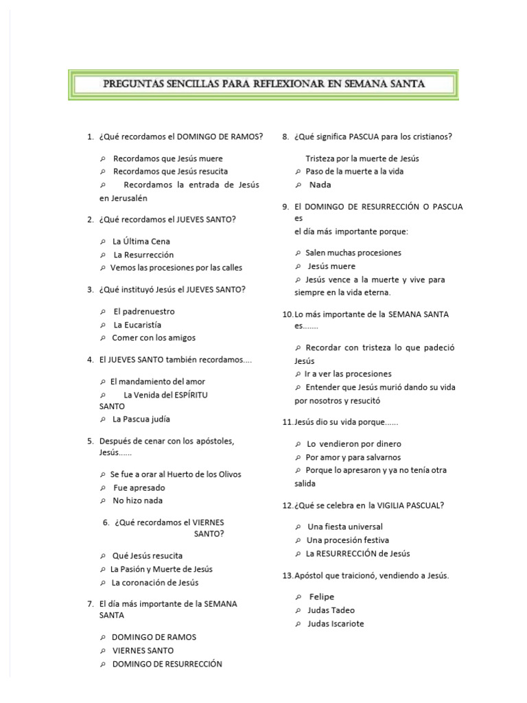 Actividades y significados de Semana Santa | PDF | Pascua de ...