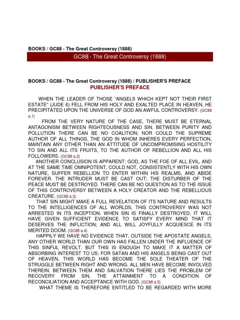 The Great Controversy Explained | PDF | Revelation | Jesus