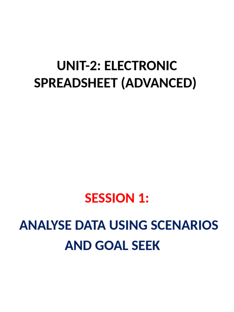 UNIT 2 - ELECTRONIC SPREADSHEET | PDF | Spreadsheet | Worksheet