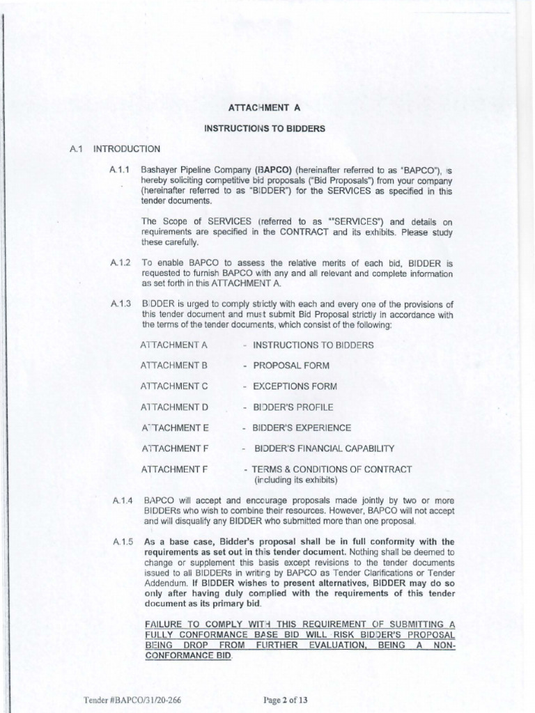 BAPCO Bid Proposal Instructions | PDF | Business | Private Law