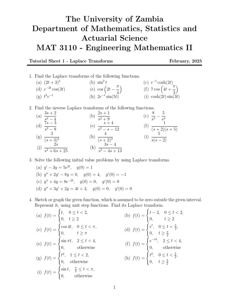MAT 3110 Tutorial Sheet 1 2024 25 | PDF | Mathematical Objects | Mathematics
