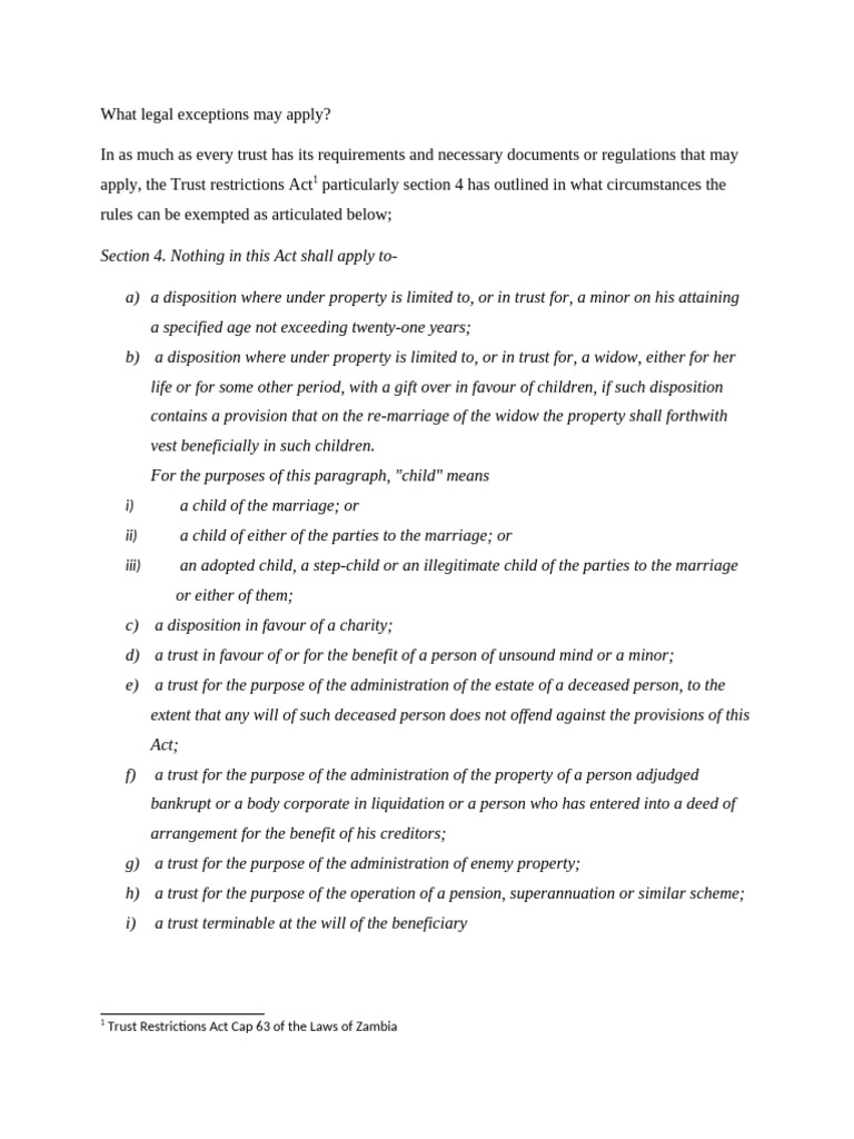 What Legal Exceptions May Apply To Trusts | PDF