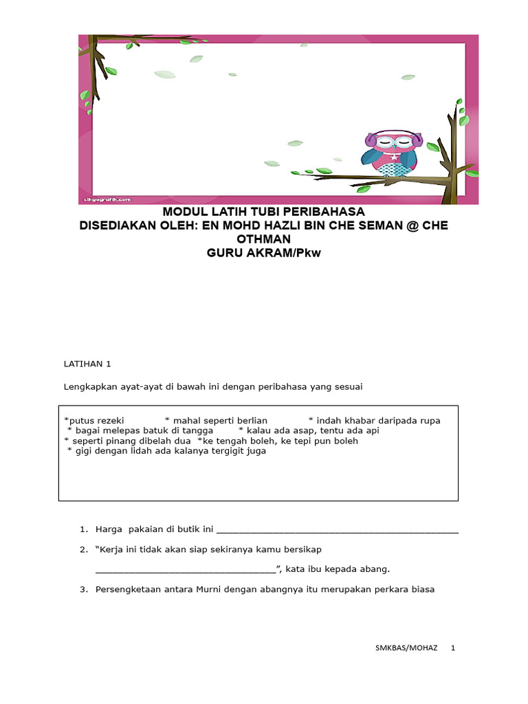 Modul Ogos PERIBAHASA Pt3 - Google Docs | PDF