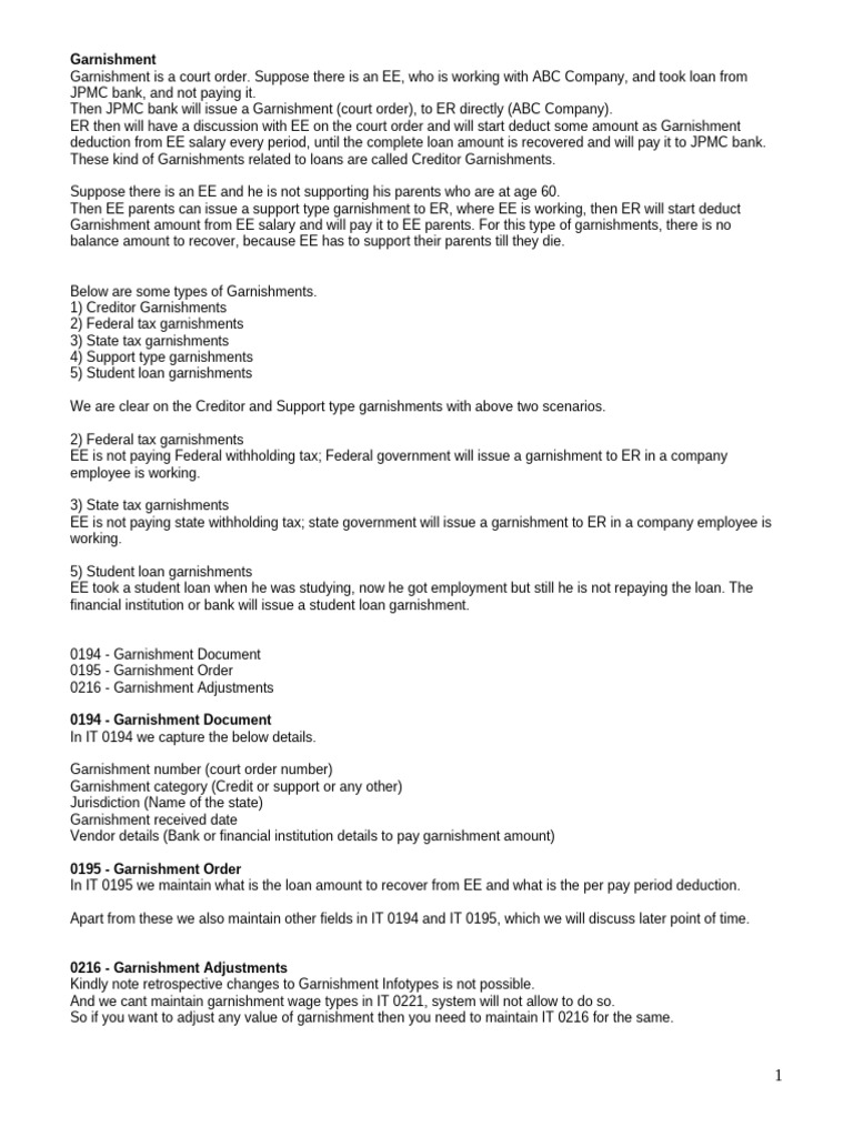 PY Class 10 - Garnishments Final | PDF | Garnishment | Payroll