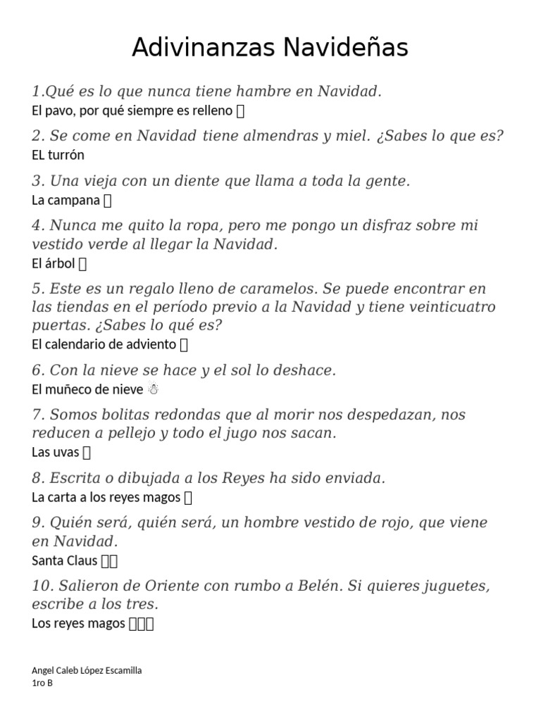 Adivinanzas Divertidas de Navidad | PDF
