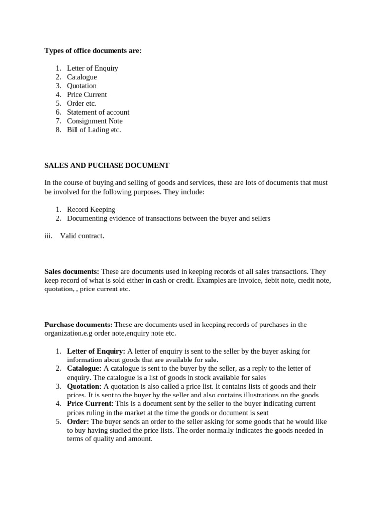 Types of Office Documents Are | PDF | Bill Of Lading | Invoice