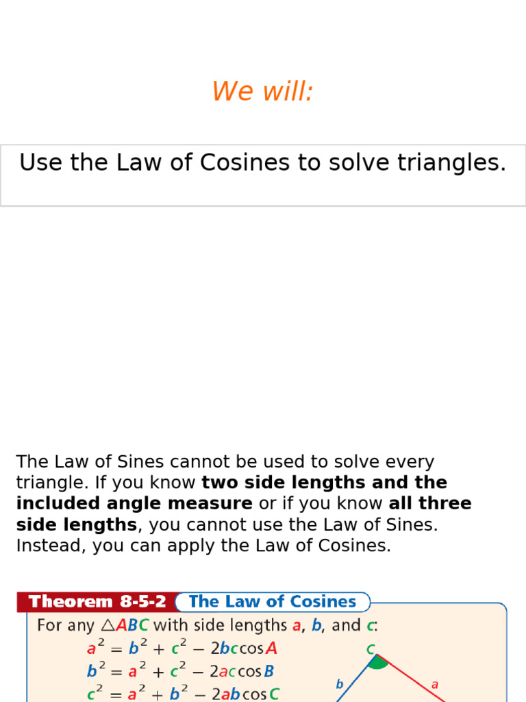 8-5B Law of Cosines | PDF