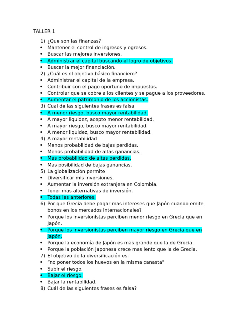 Repaso Final Preguntas Teoricas | PDF | Interés | Inversiones