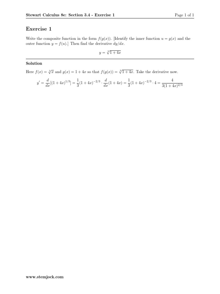 Composite Function and Derivative Exercise | PDF