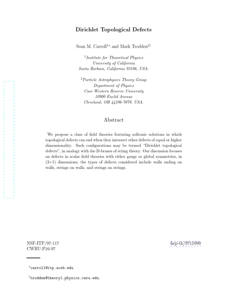 Dirichlet Topological Defects | PDF | Dimension | Topology