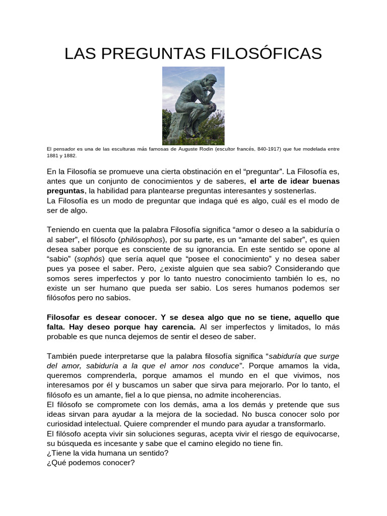 Las Preguntas Filosóficas | PDF | Conocimiento | Razón