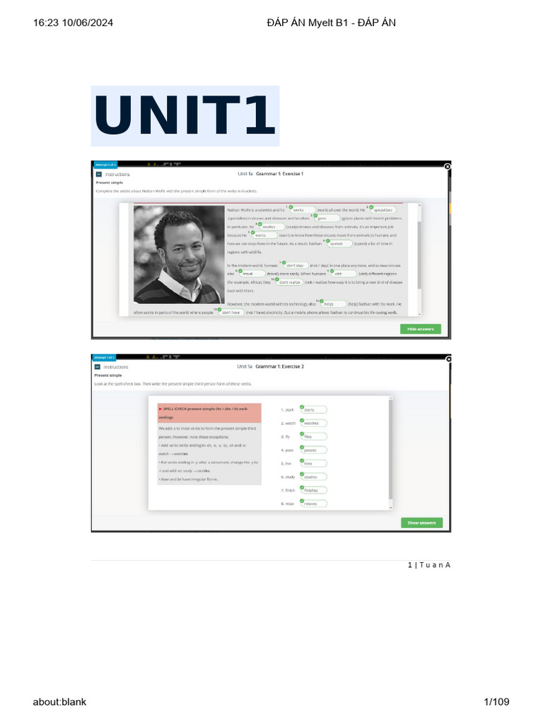 ĐÁP ÁN Myelt B1 - ĐÁP ÁN | PDF