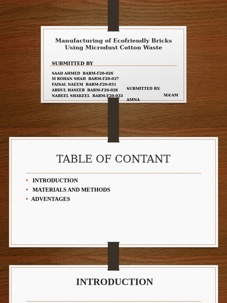 Manufacturing of Ecofriendly Bricks Using Microdust Cotton Waste copy | PDF