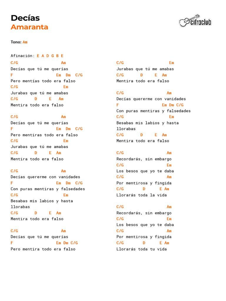 Amaranta - Decías | PDF