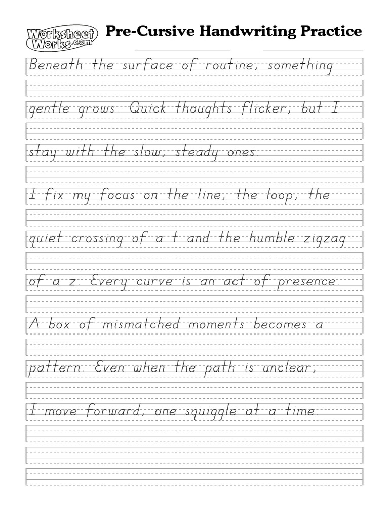 WorksheetWorks PreCursive Handwriting Practice 3 | PDF