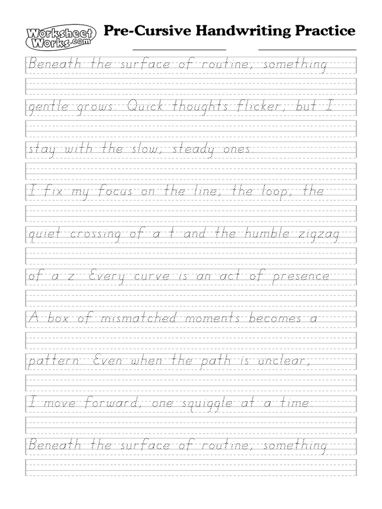 WorksheetWorks PreCursive Handwriting Practice 8 | PDF