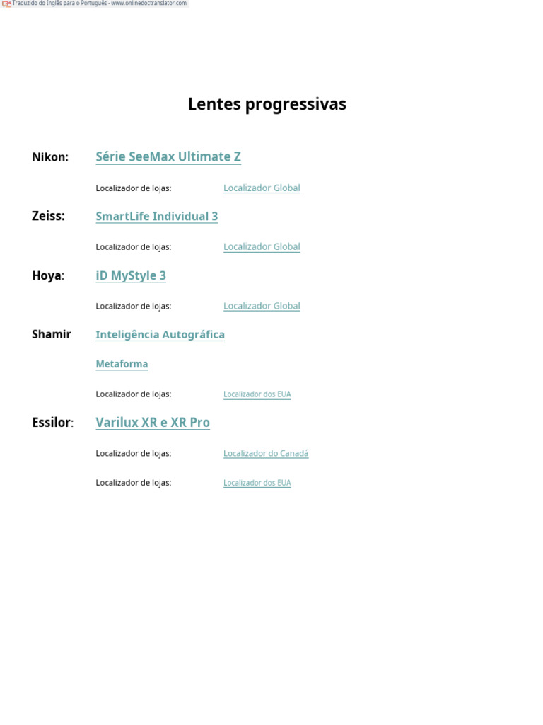 Lentes Progressivas Personalizadas | PDF | Sistema visual | Ótica