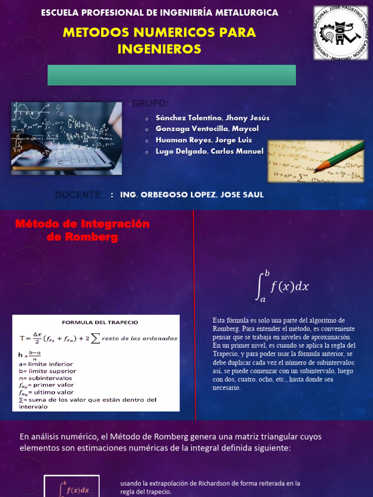 METODOS NUMERICOS TEMA (Romberg) | PDF | Análisis numérico | Integral