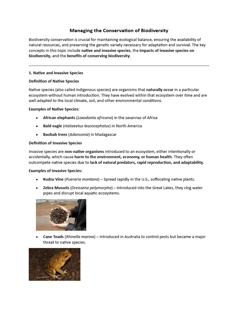 Managing the Conservation of Biodiversity | PDF | Invasive Species ...