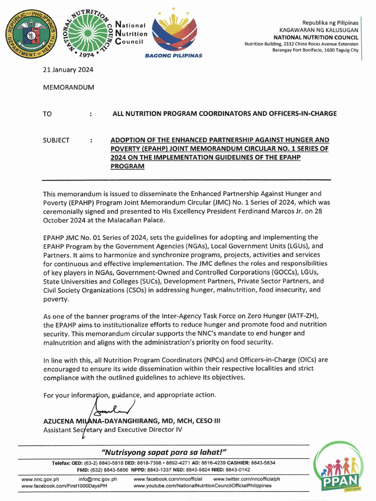 SIGNED Memo To NPCs and OICs Re EPAHP Program JMC No. 1 S. 2024 | PDF