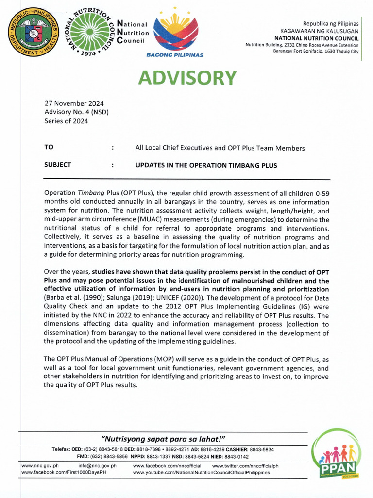 Signed Advisory On Updates in The Opt 1 | PDF