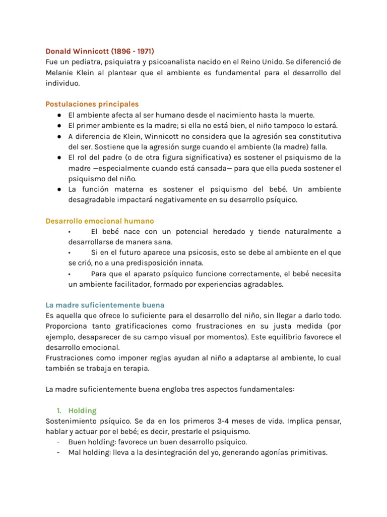 Winnicott | PDF | Psique (psicología) | Conceptos psicologicos