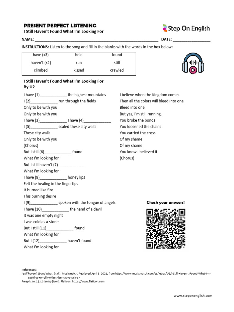 Present Perfect Song Activity | PDF