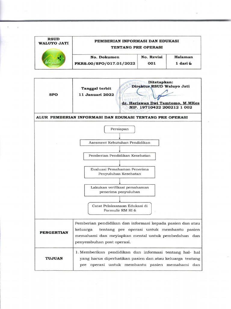 Pemberian Informasi Dan Edukasi Tentang Pre Operasi | PDF