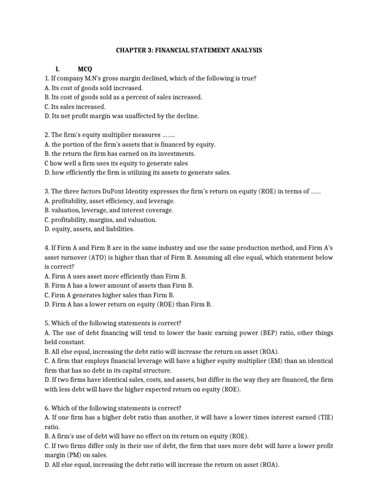 Exercise Lecture 3 FSA SV | PDF | Equity (Finance) | Leverage (Finance)