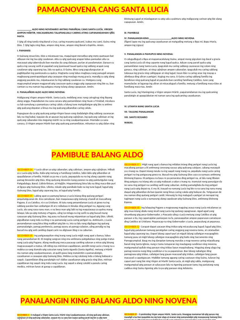 ALDO-NING-NOVENARIO-ANTING-PARAÑGAL-CANG-SANTA-LUCÍA | PDF