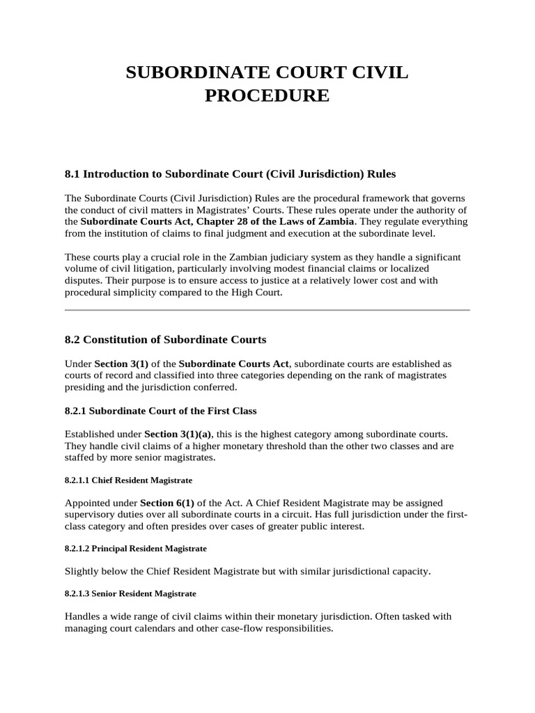 Zambian Subordinate Court Civil Rules | PDF | Default Judgment | Burden ...