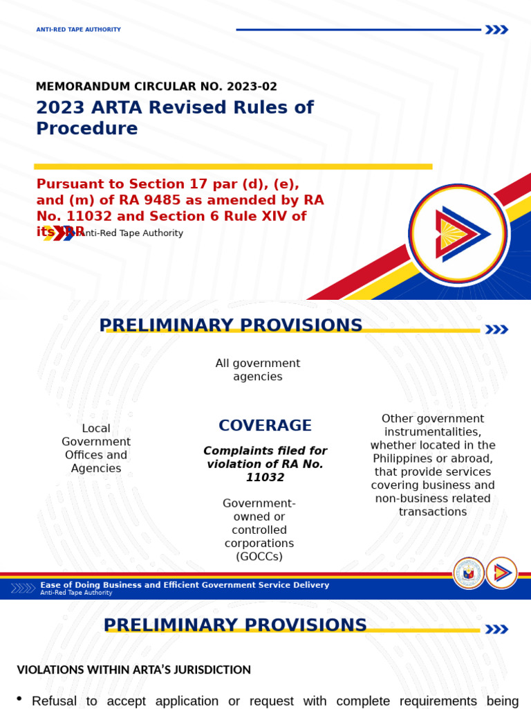 ARTA RULES OF PROCEDURE and Other Related Issuances | PDF | Justice ...