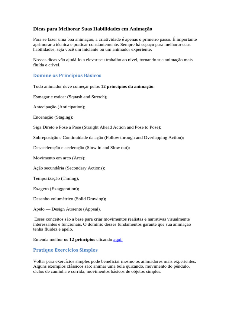 Dicas para Melhorar Suas Habilidades em Animação | PDF | Narrativa ...