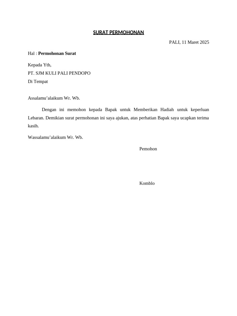 Surat Permohonan | PDF