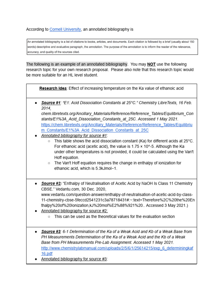 03 Annotated Bibliography Example | PDF | Acid | Ph