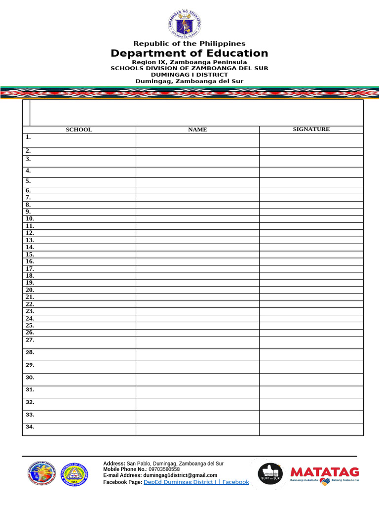 Attendance Inset | PDF
