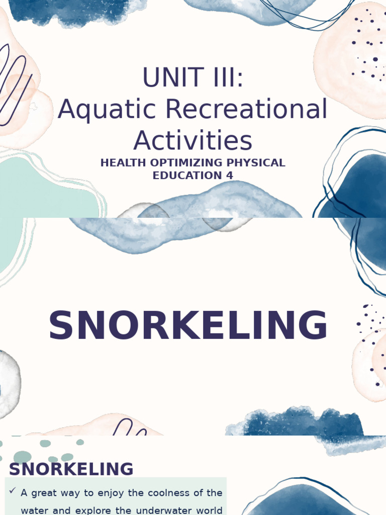 Pe4 Unit III Snorkeling | PDF | Snorkeling | Scuba Diving