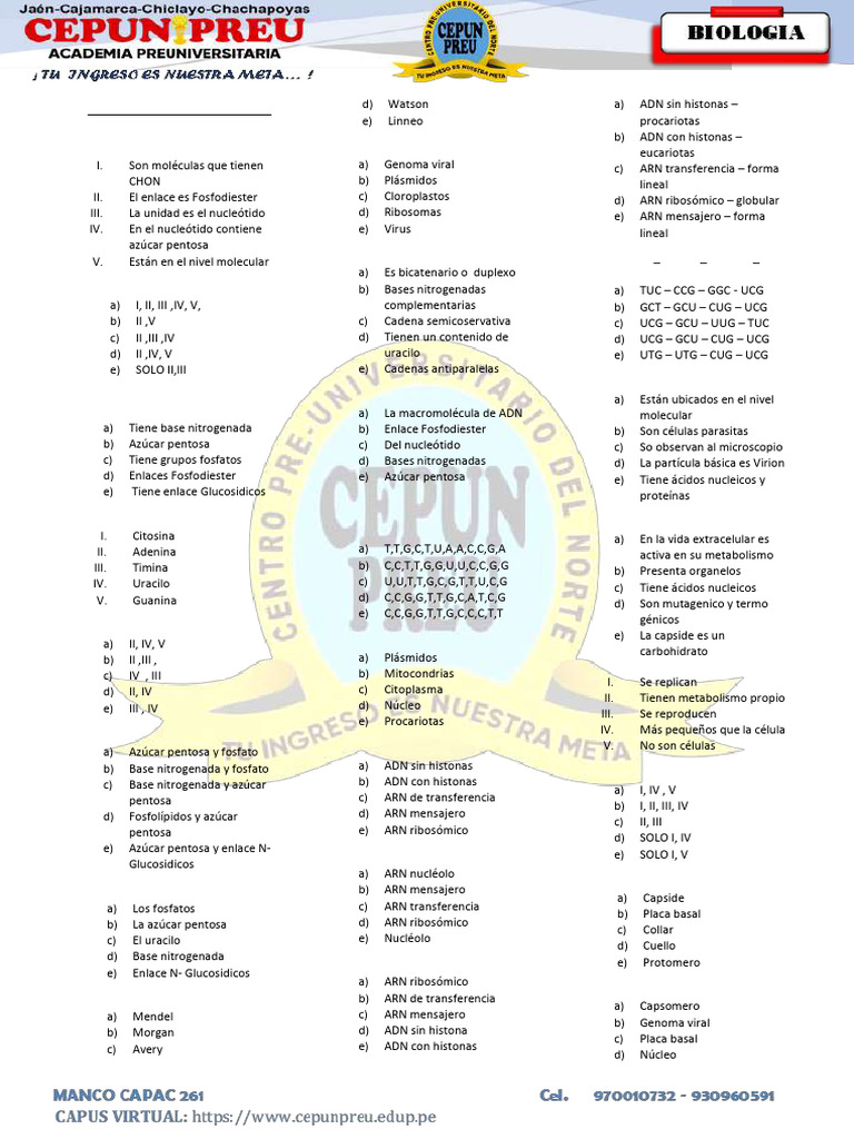 Repaso Biologia Vidarte | PDF | Rna | Adn