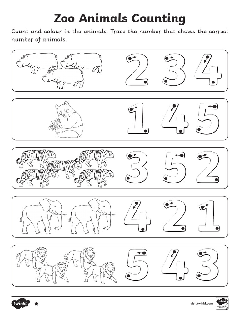 T N 7633 Zoo Animals Count and Write Activity Sheet Ver 2 | PDF