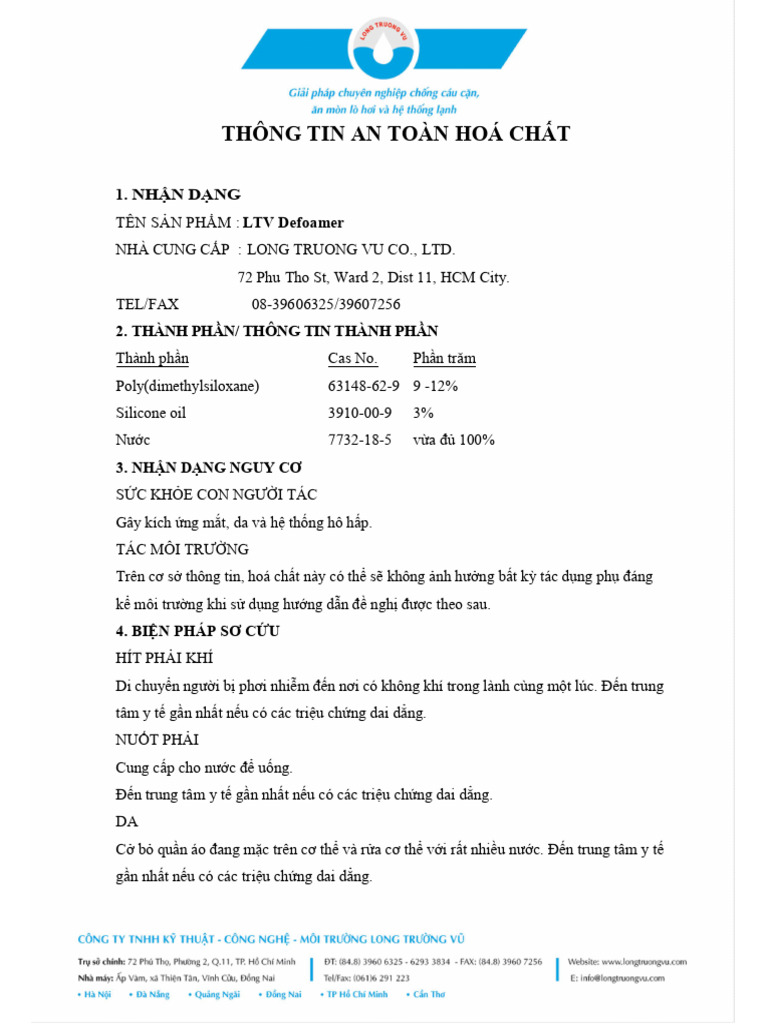 5. Phá bọt -Defoamer-MSDS-VN | PDF