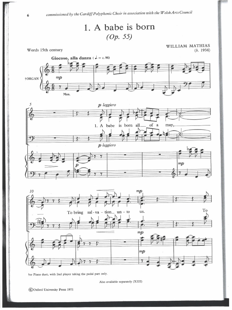 William Mathias - A Babe is born | PDF