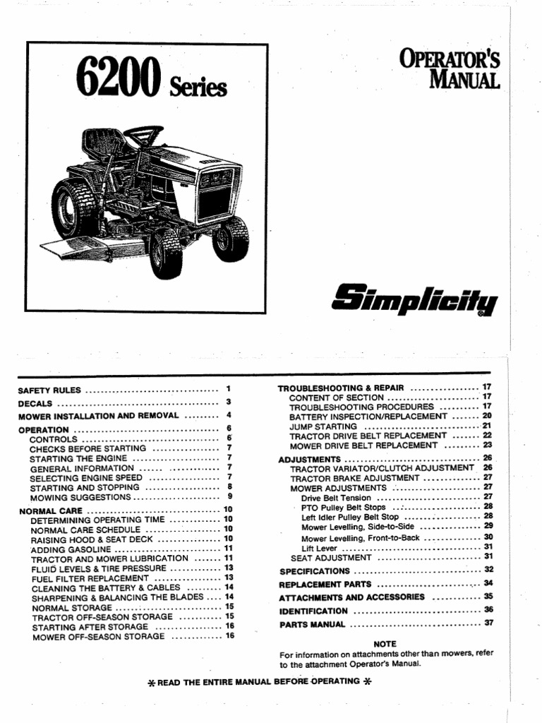 Simplicity 6200 Series Owners Manual | PDF